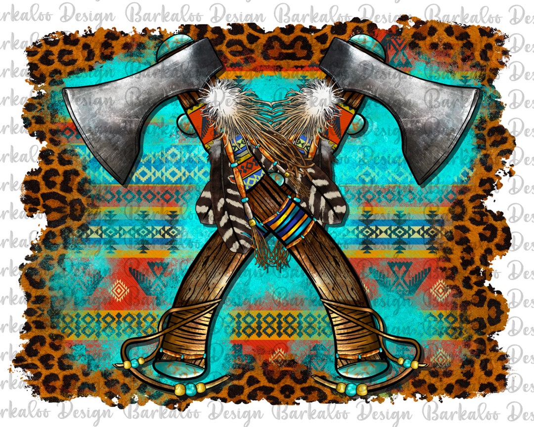 Western Indian Tomahawk Background Png Sublimation Design, Aztec Native ...