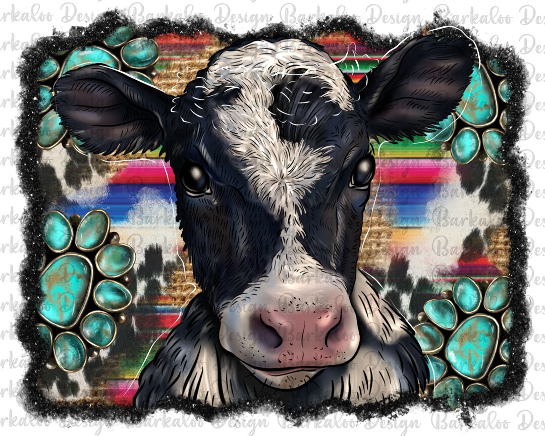 Serape Cowhide Gemstone Background Baby Calf PNG Sublimation Design ...