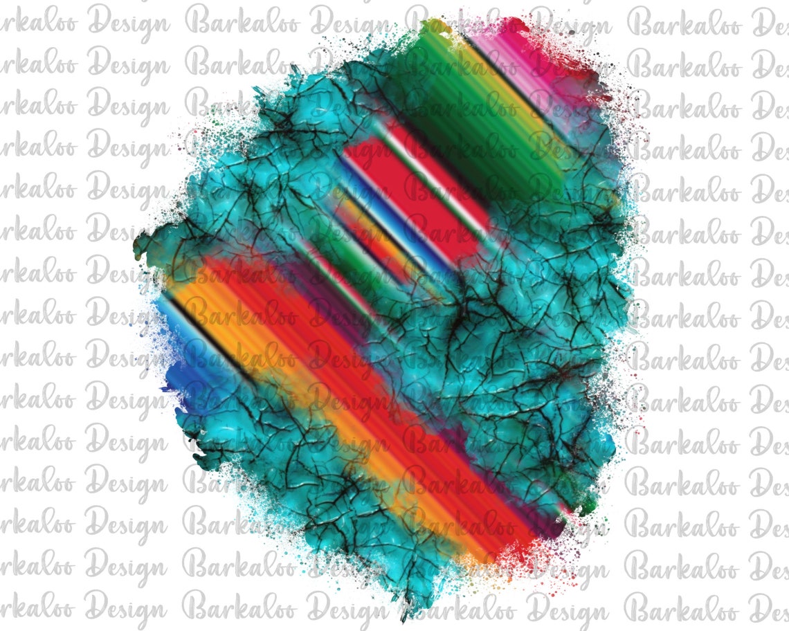 Serape Turquoise Patch PNG Bundle Sublimation Design, Western Serape ...
