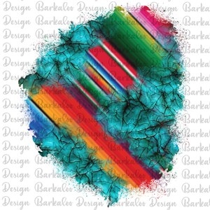 Serape Turquoise Patch PNG Bundle Sublimation Design, Western Serape ...