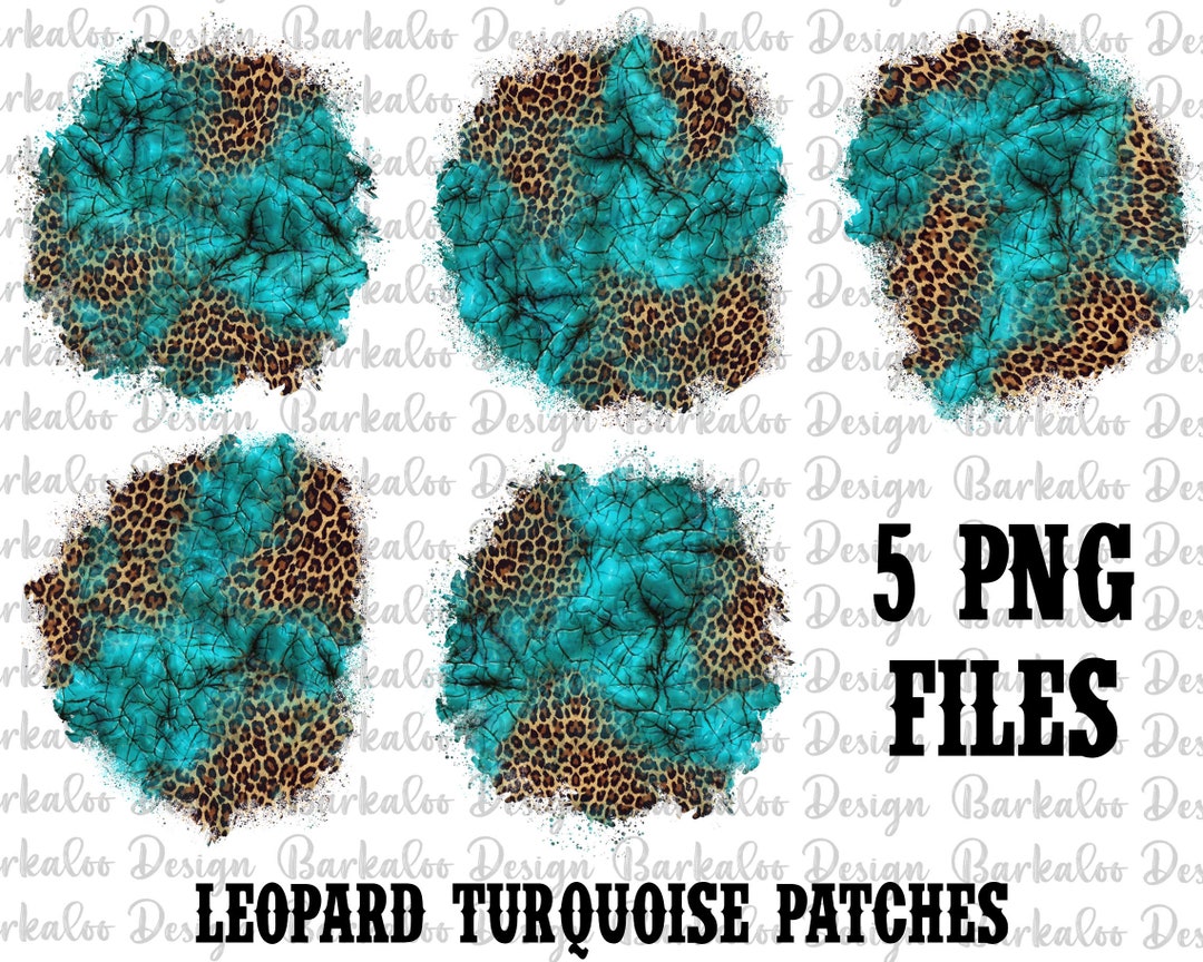 Leopard Turquoise Patch PNG Bundle Sublimation Design, Western Patch ...