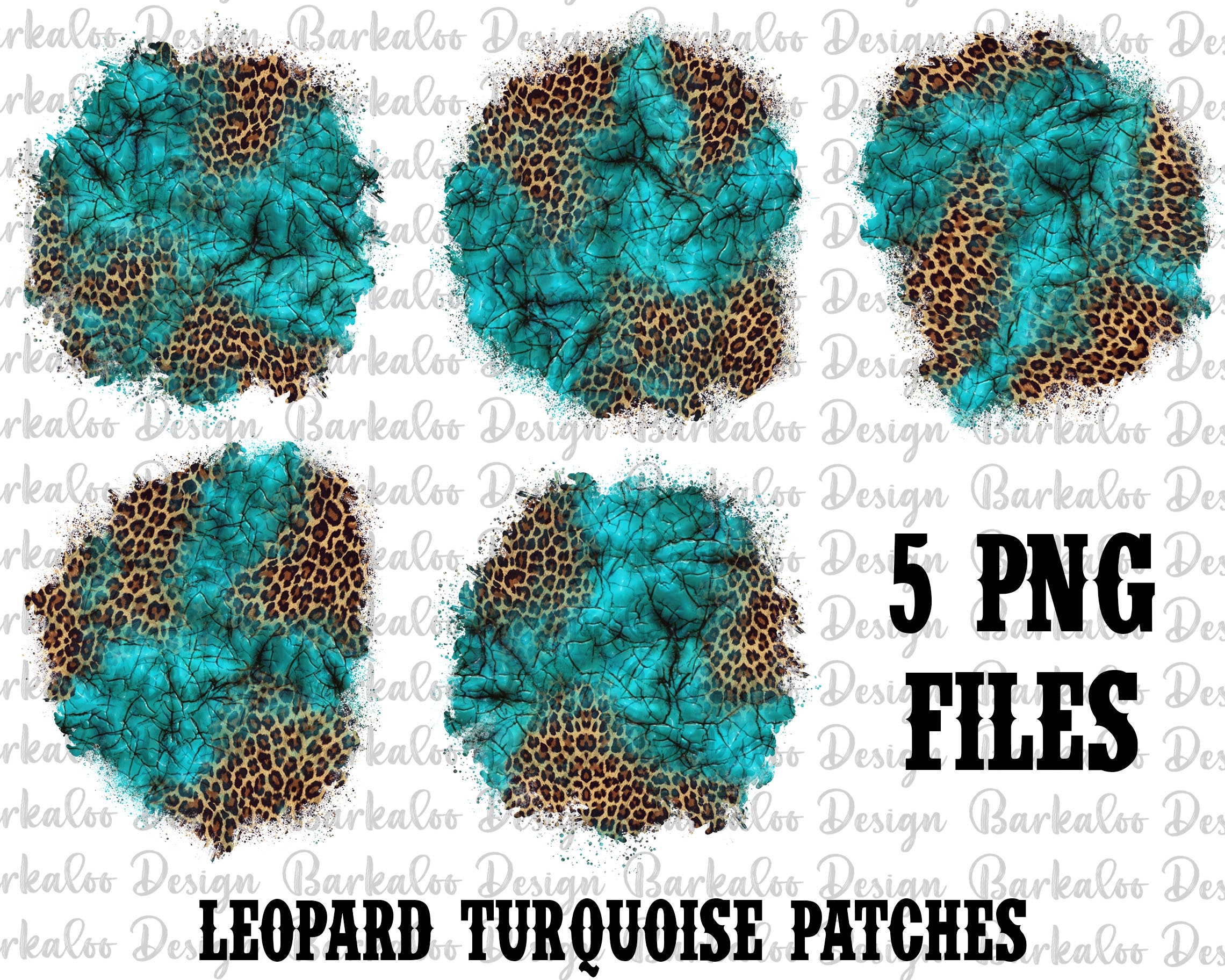 Leopard Turquoise Patch PNG Bundle Sublimation Design Western - Etsy