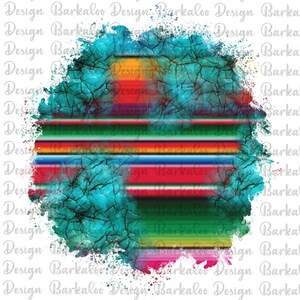 Serape Turquoise Patch PNG Bundle Sublimation Design, Western Serape ...