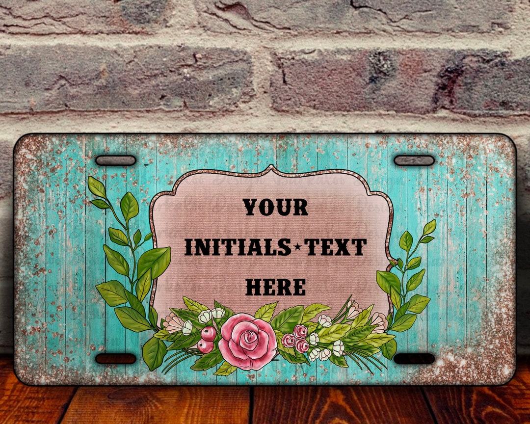 Personalized Floral Glitter Wood Barn Custom Name License Plate ...