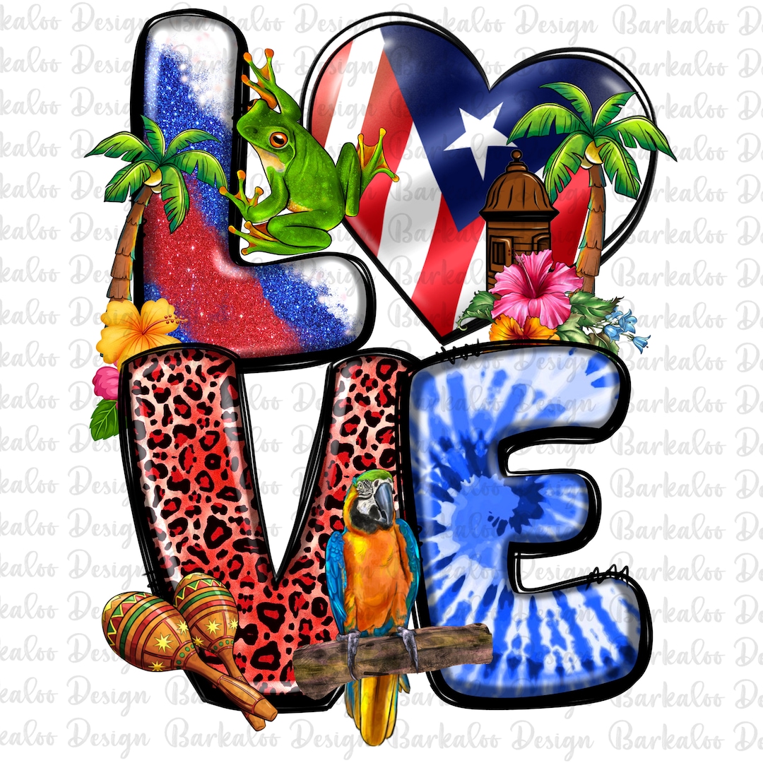 Love Puerto Rico Png Sublimation Design Download, Puerto Rico Flag Png ...