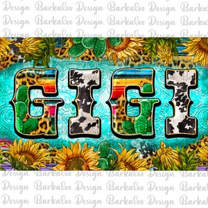 Western Gigi License Plate Sublimation Design, Turquoise Gigi License ...