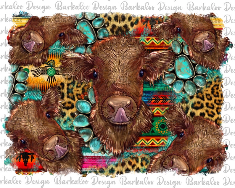Western Scottish Calf Gemstone Background Png Sublimation - Etsy