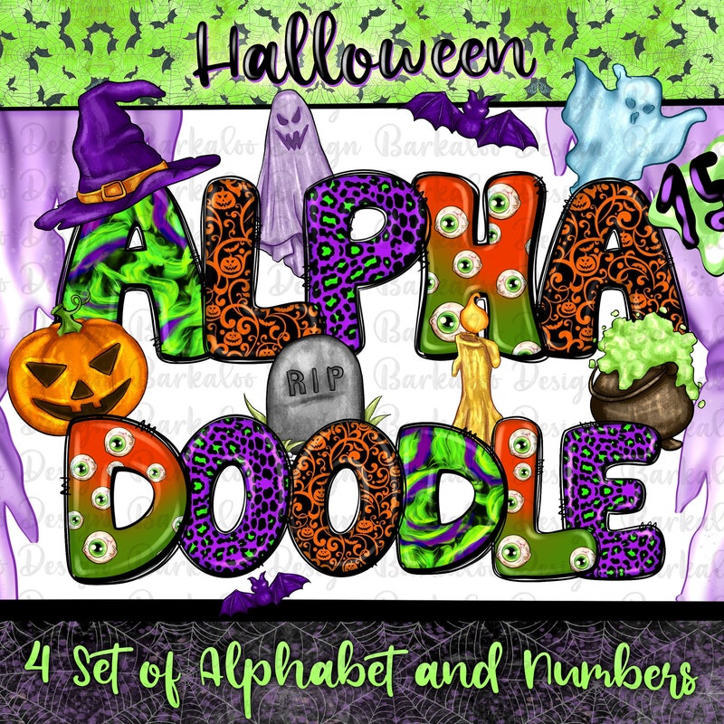Halloween Doodle Alphabet - Etsy