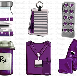 Purple Nurse Png Clipart Bundle, Nurse Bundle Png, Nurse Clipart, Nurse ...