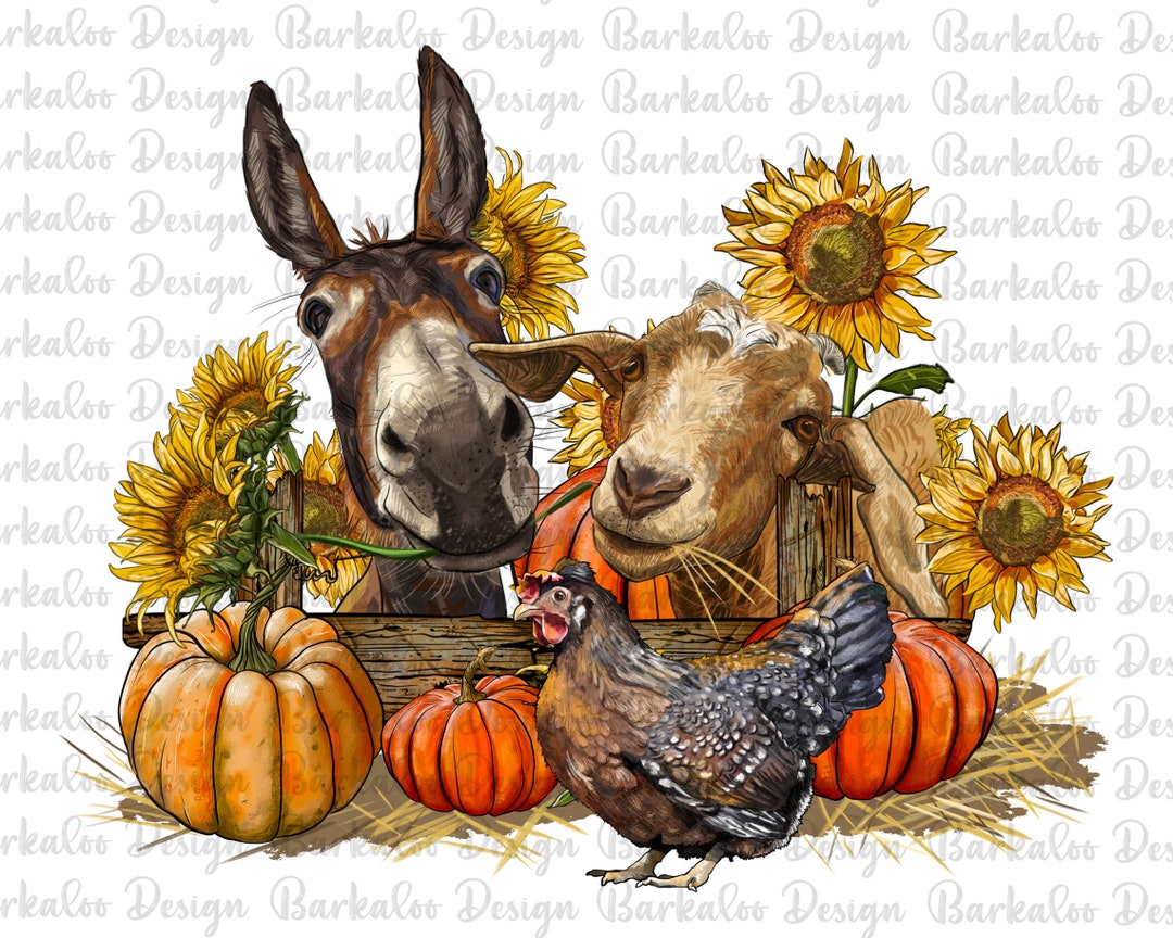 Barnyard Farm Animals Fall Theme Png Sublimation Design, Farm Animals ...