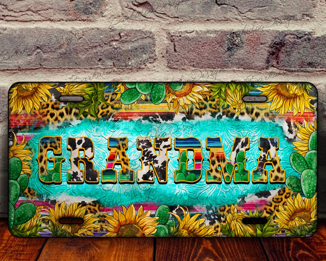 Western Grandma License Plate Sublimation Design, Turquoise Grandma ...