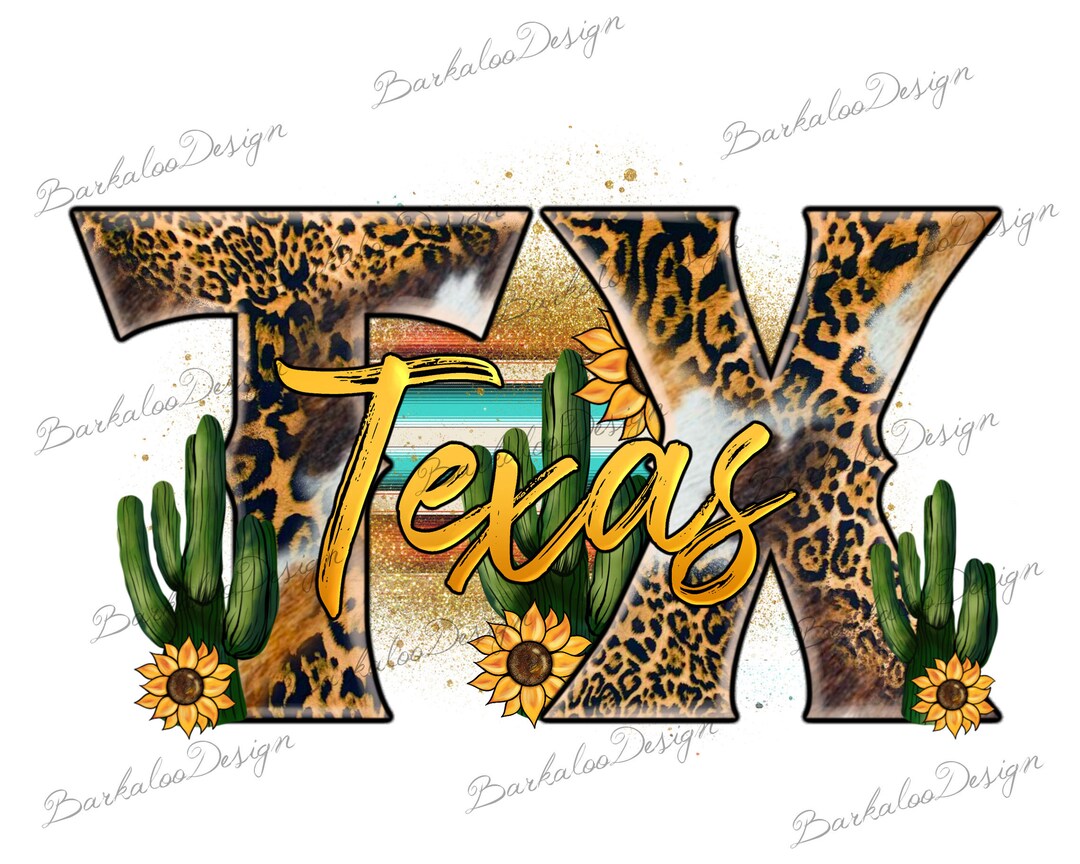 Western Tx Texas Png Sublimation Design, Cactus TX Texas Png, Leopard ...