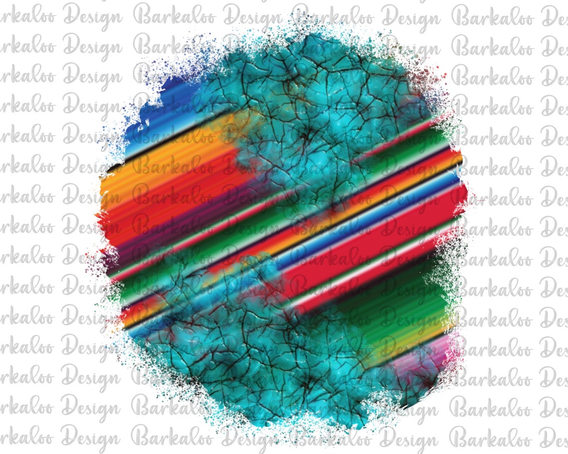 Serape Turquoise Patch PNG Bundle Sublimation Design, Western Serape ...