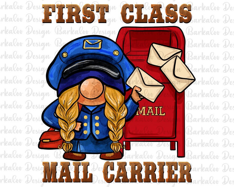 First Class Mail Carrier Gnome Png Sublimation Design Hand - Etsy