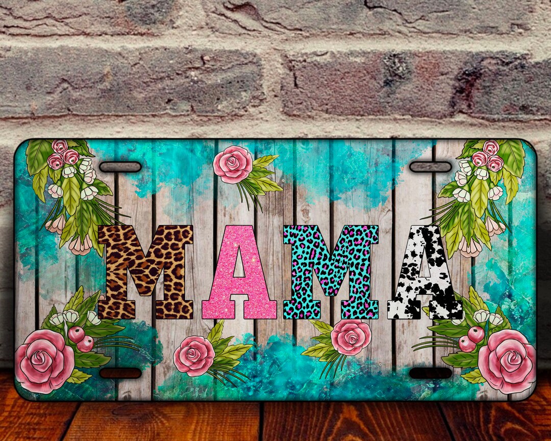 Western Floral Mama License Plate Sublimation Design, Mama Car License ...