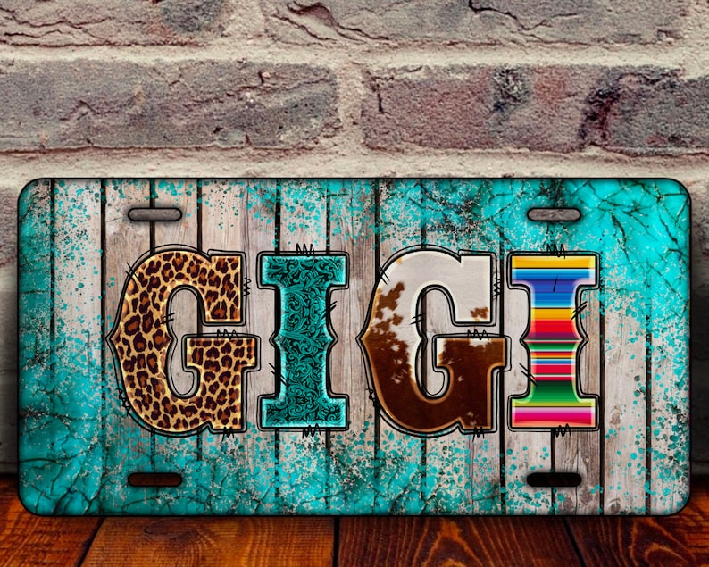 Western Turquoise Gigi License Plate Png Sublimation Design - Etsy