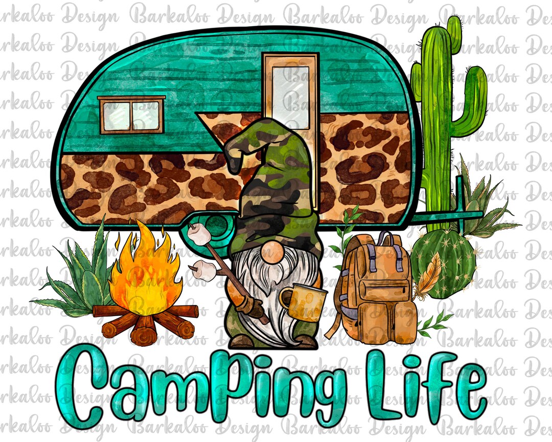 Camping Life Caravan and Gnome Png, Campfire Png,camp Life Sublimation ...