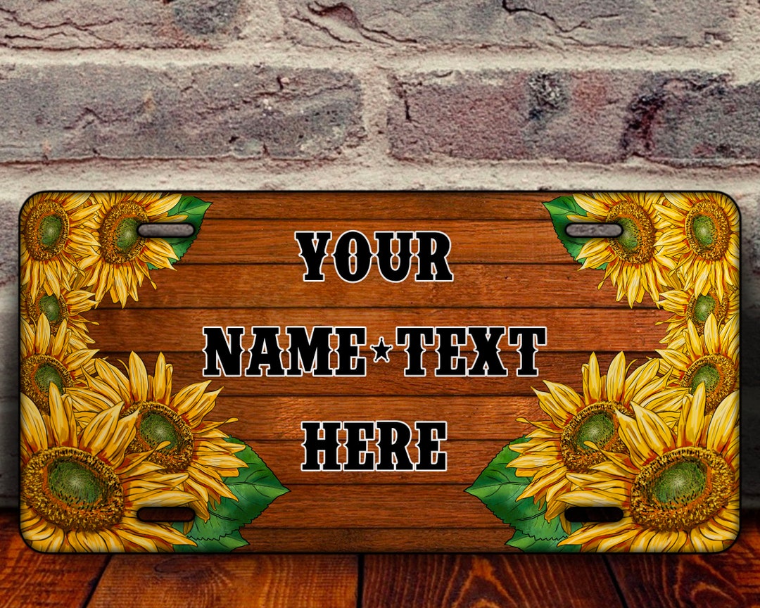 Personalized Western Sunflower Wood Barn License Plate Sublimation ...