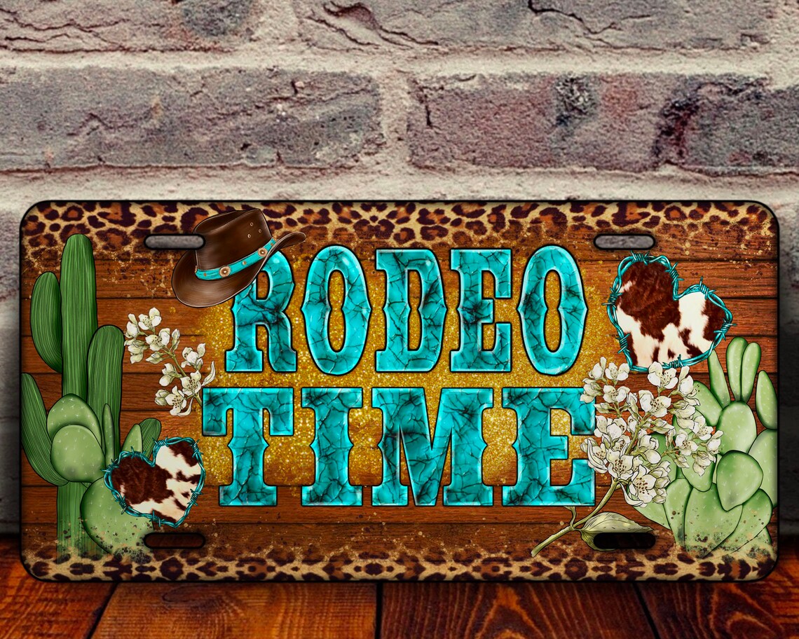 Western Rodeo Time License Plate Sublimation Design Rodeo - Etsy