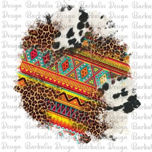Aztec Cowhide Leopard PNG Patch Bundle Sublimation Design, Leopard ...