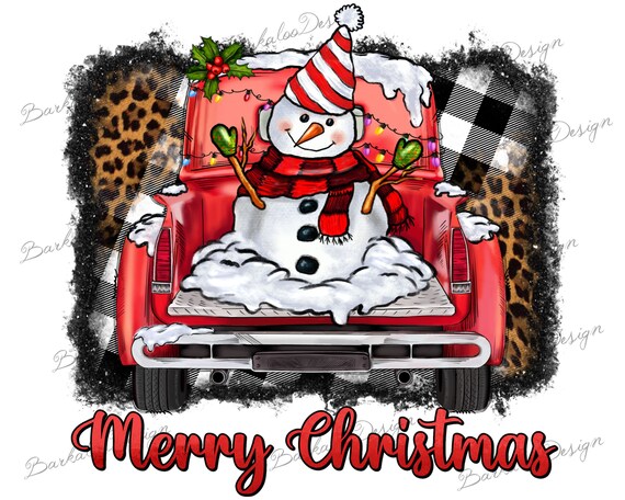 Merry Christmas Truck PNG Sublimation Design Merry Christmas - Etsy