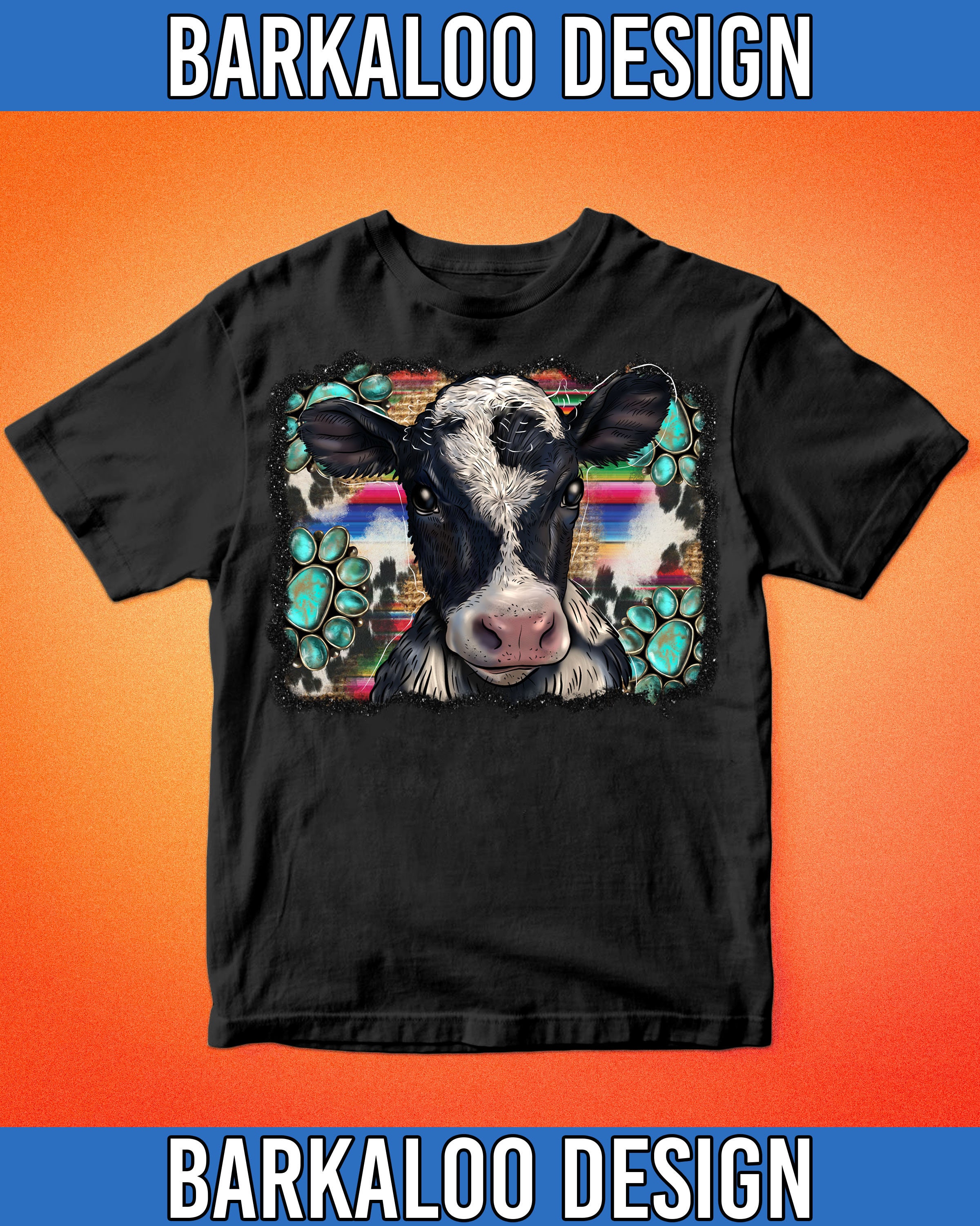 Serape Cowhide Gemstone Background Baby Calf PNG Sublimation Design ...