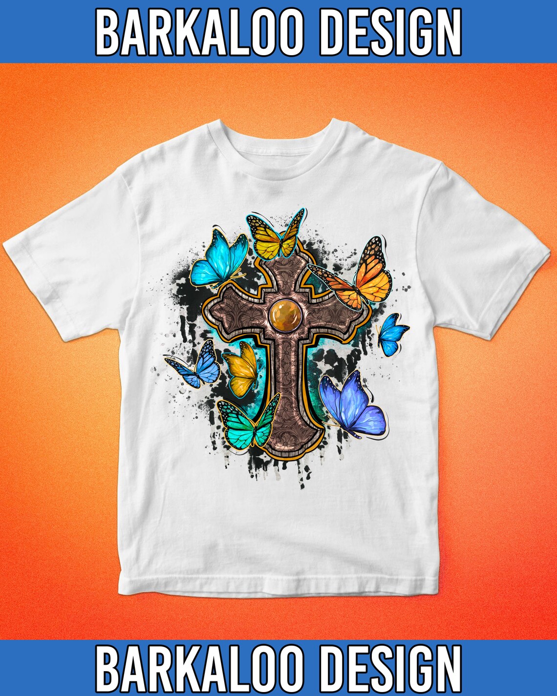 Cross With Butterflies Png Sublimation Design Western Cross - Etsy