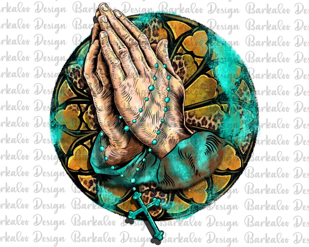 Praying Hands With Cross PNG Sublimation Design, Western Cross Png ...
