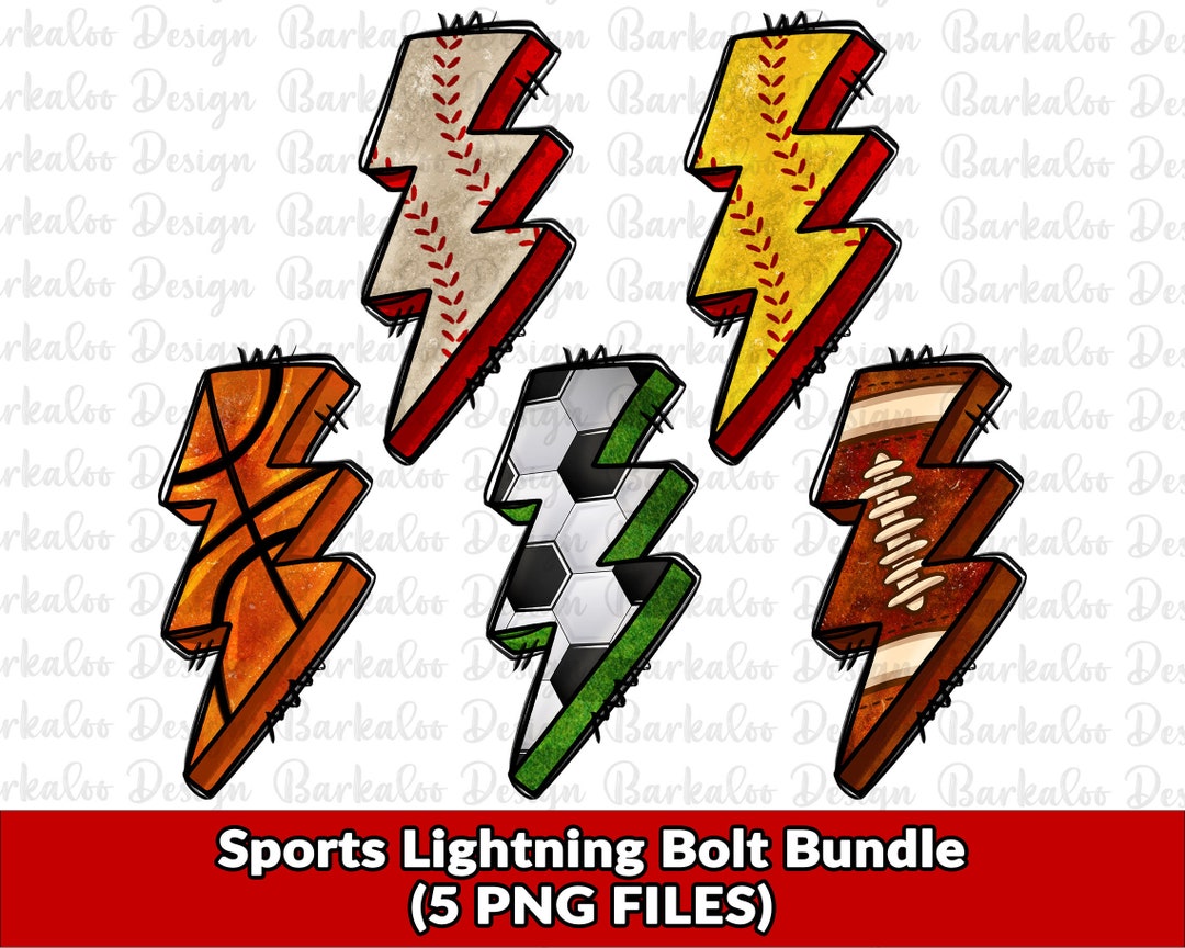 Sports Lightning Bolt Png Sublimation Design Bundle, Sports Bundle Png ...