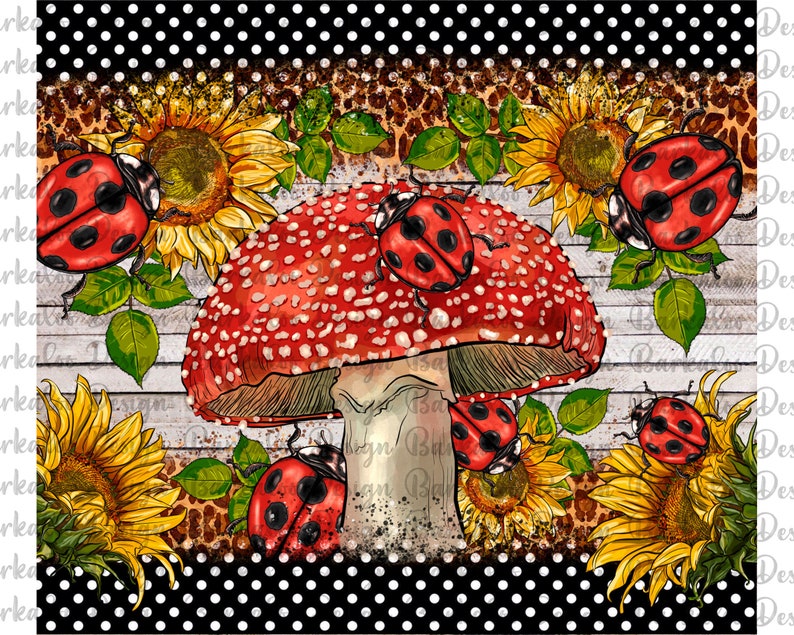 Western Ladybug Leopard Mushrooms Tumbler Png Sublimation Design,20oz ...