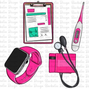 Hot Pink Color Nurse Png Clipart Bundle, Nurse Bundle Png, Nurse ...