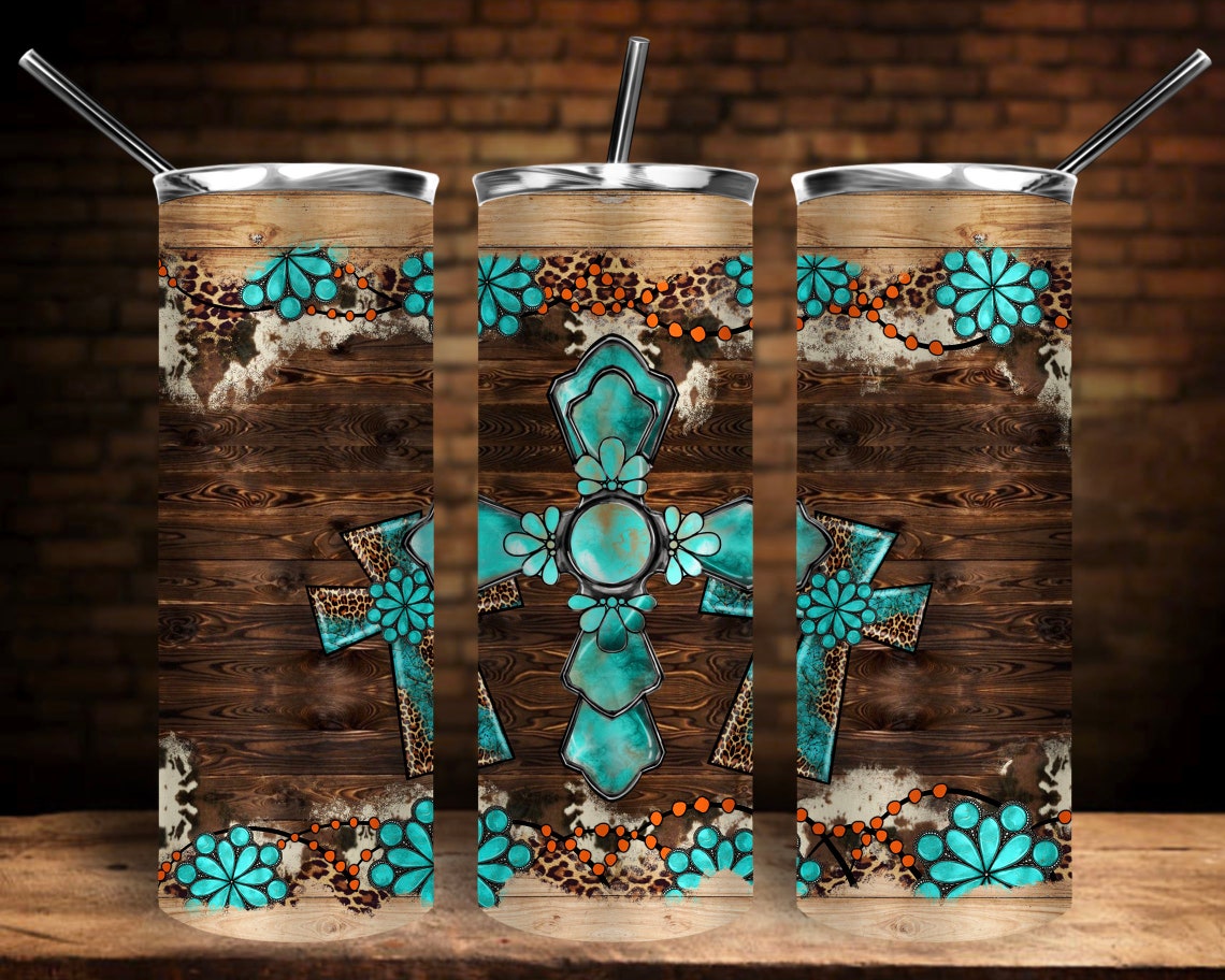 Three Cross With Gemstone 20 Oz. Skinny Tumbler PNG Tumbler - Etsy