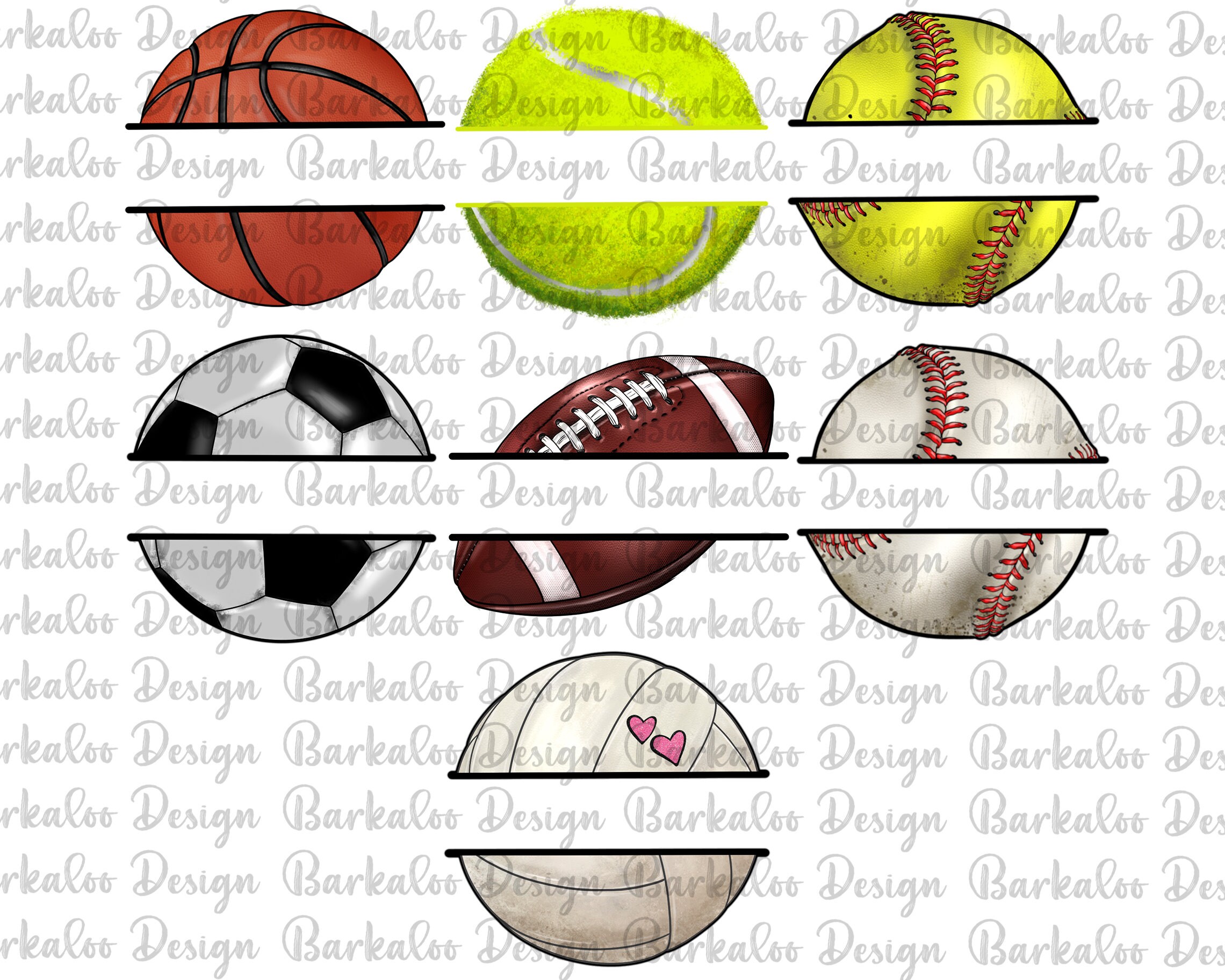 Custom Sports Ball Png Sublimation Design Bundle Hand Drawn - Etsy