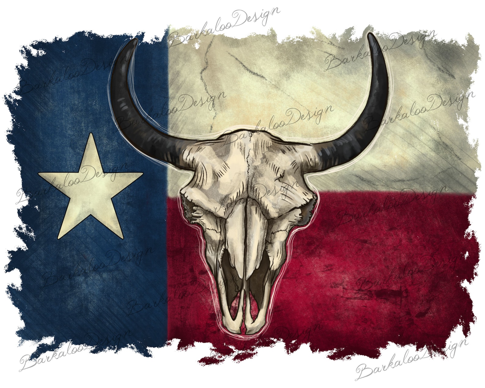 Distressed Bull Skull Texas Flag PNG Sublimation Design, Bull Skull ...