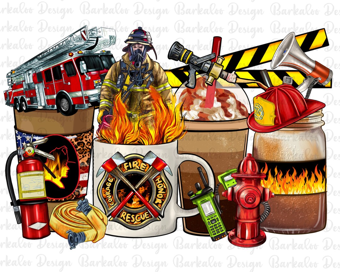 Firefighter Coffee Cups Png Sublimation Design Download, Firefighter ...