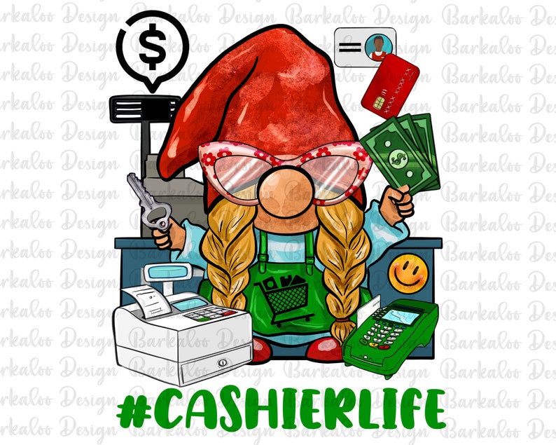Cashier Life Gnome Png Sublimation Design Hand Drawn Gnome - Etsy