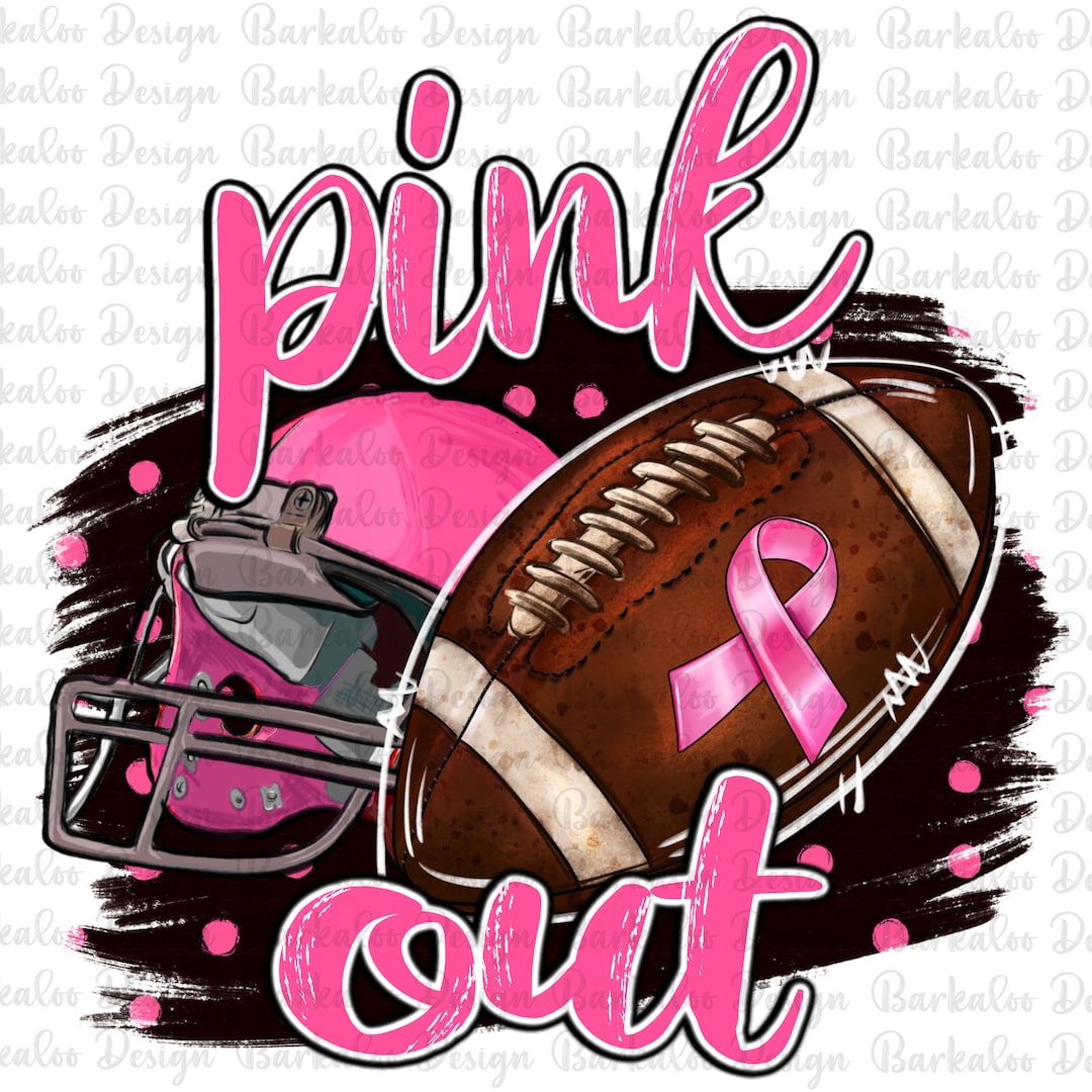 Pink Out Football Png Sublimation Design Download, Cancer Awareness Png ...