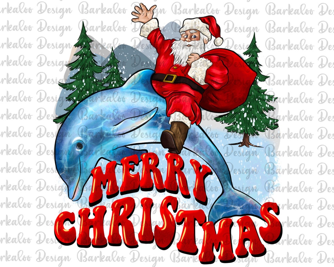 Merry Christmas Santa Dolphin Png Sublimation Design, Merry Christmas ...
