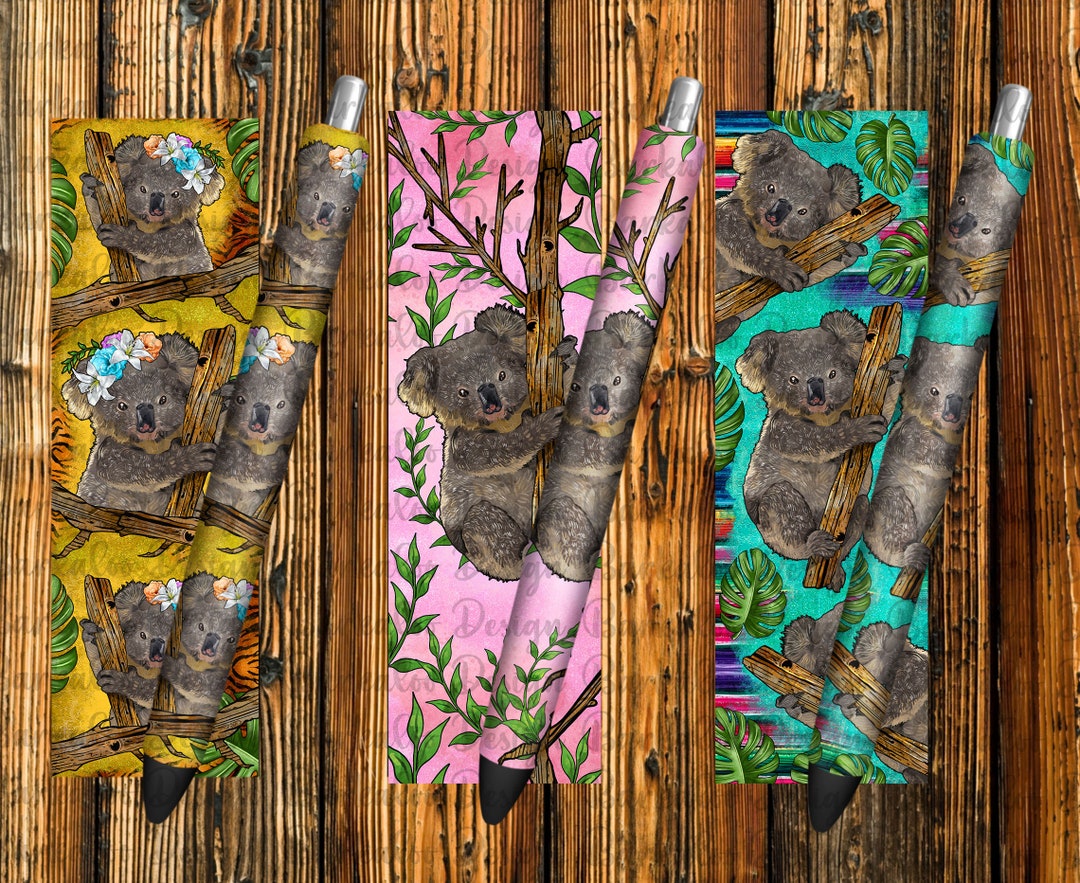 Western Serape Koala Pen Wraps Png Sublimation Design, Glitter Koala ...