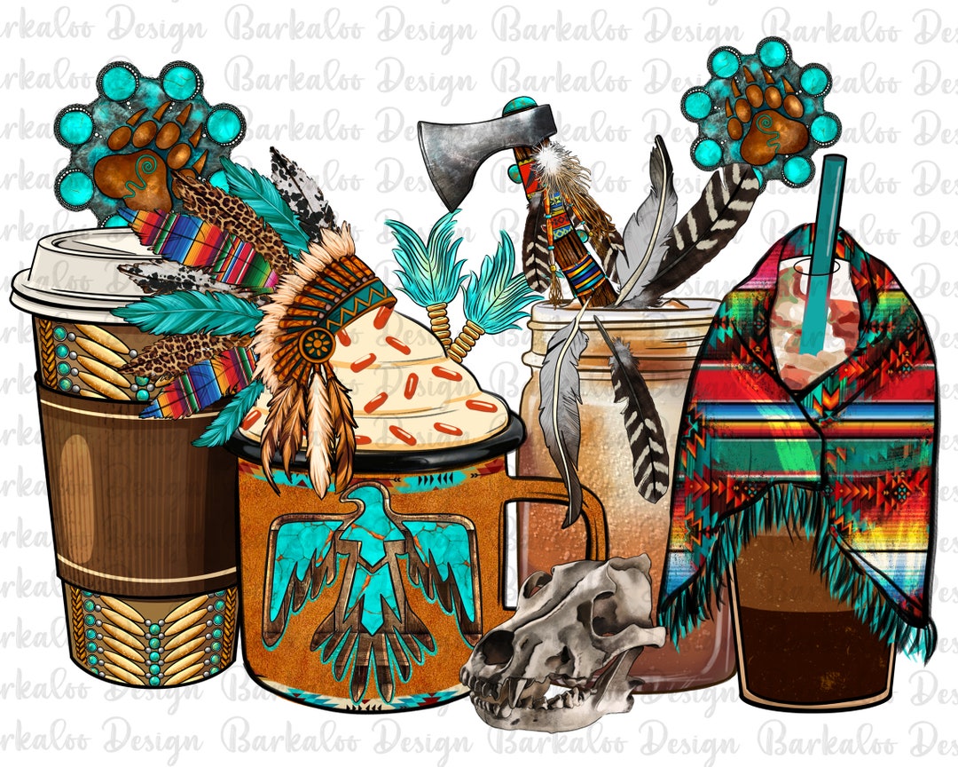 Native American Indian Coffee Cups Png Sublimation Design Download ...