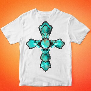 Turquoise Gemstone Cross PNG Sublimation Design, Turquoise Gemstone ...