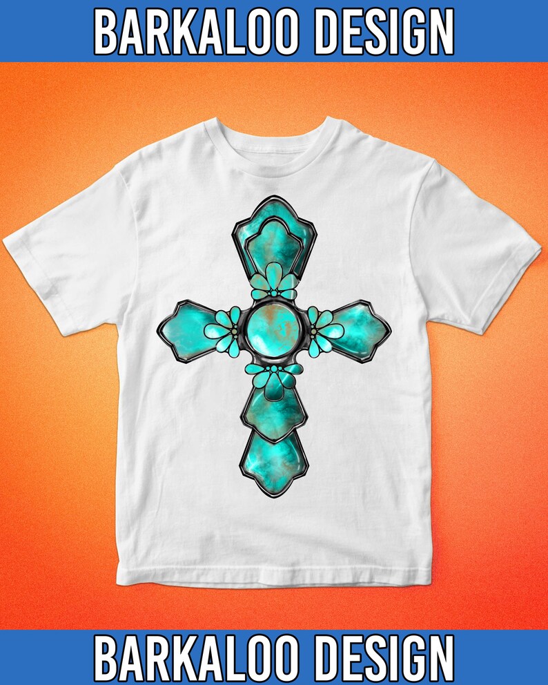 Turquoise Gemstone Cross PNG Sublimation Design Turquoise - Etsy
