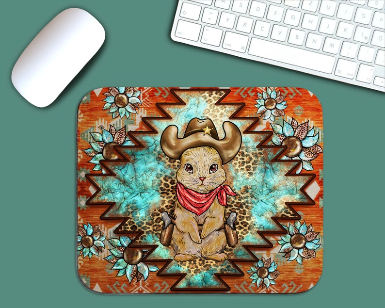 Western Aztec Rabbit Mouse Pad Png Sublimation Design Leopard - Etsy