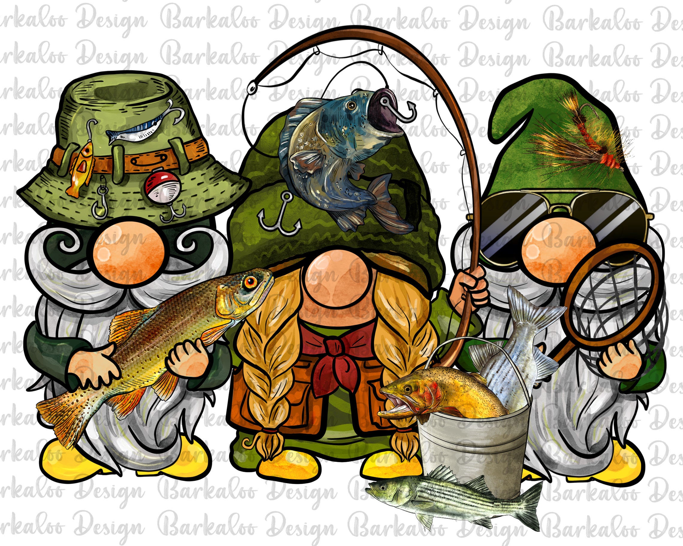Fishing Gnomes Png Sublimation Design Hand Drawn Gnomes Png - Etsy