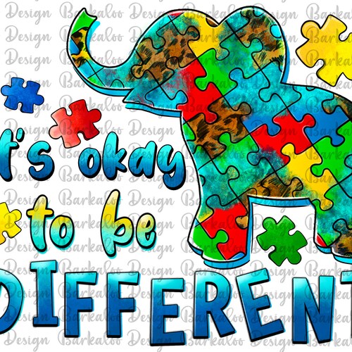 It's Okay to Be Different Elephant Autism Awareness Png - Etsy