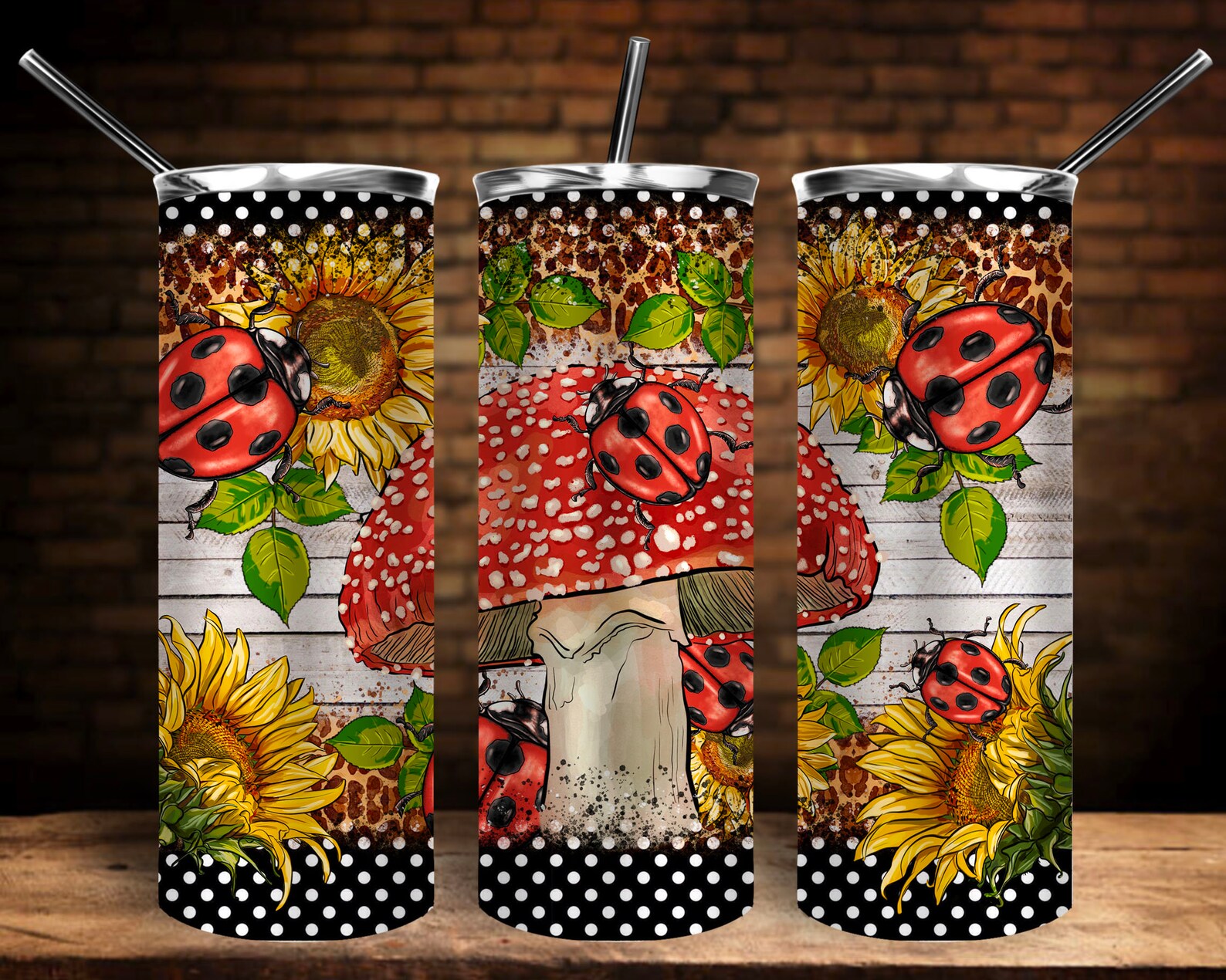 Western Ladybug Leopard Mushrooms Tumbler Png Sublimation Design,20oz ...