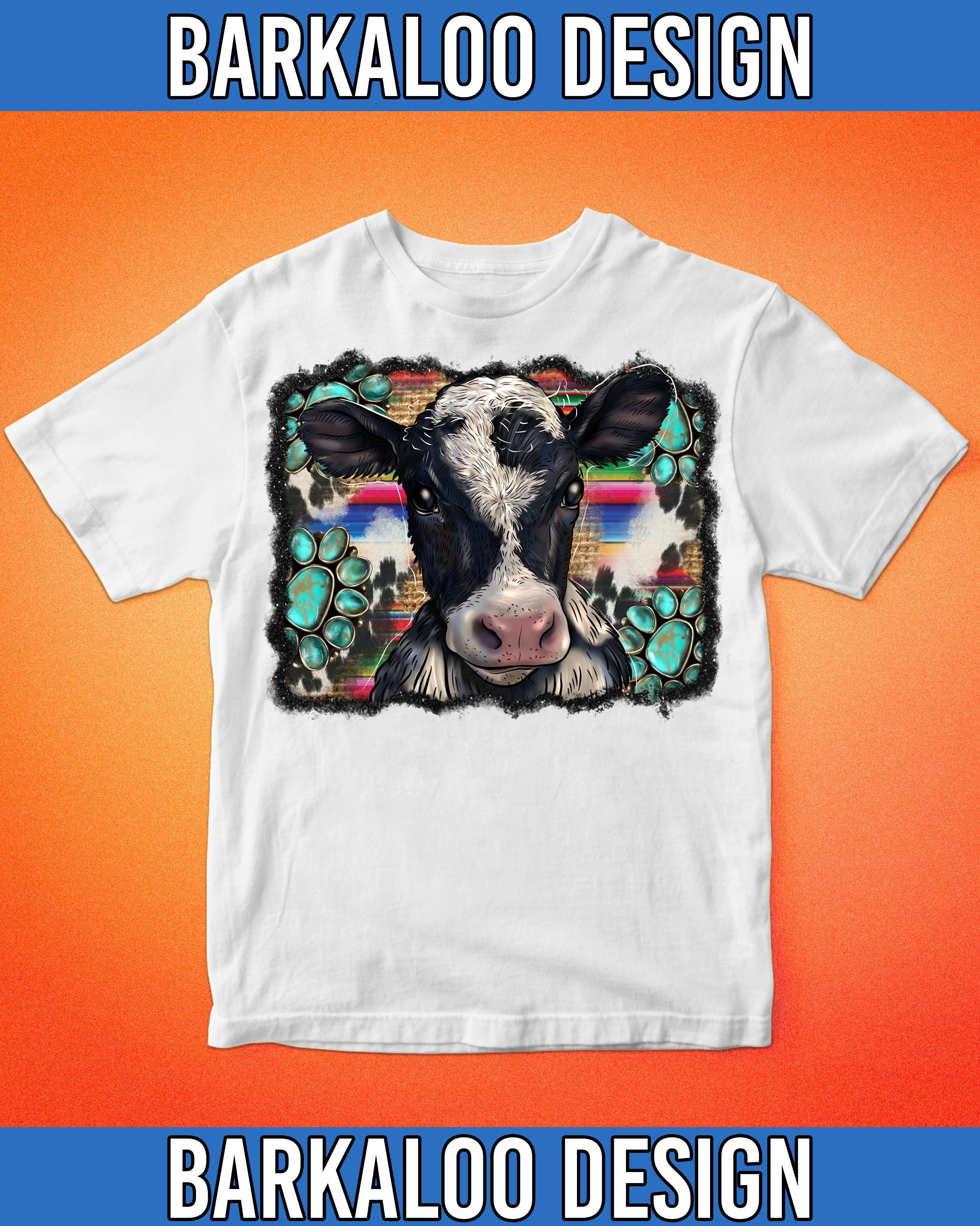 Serape Cowhide Gemstone Background Baby Calf PNG Sublimation Design ...
