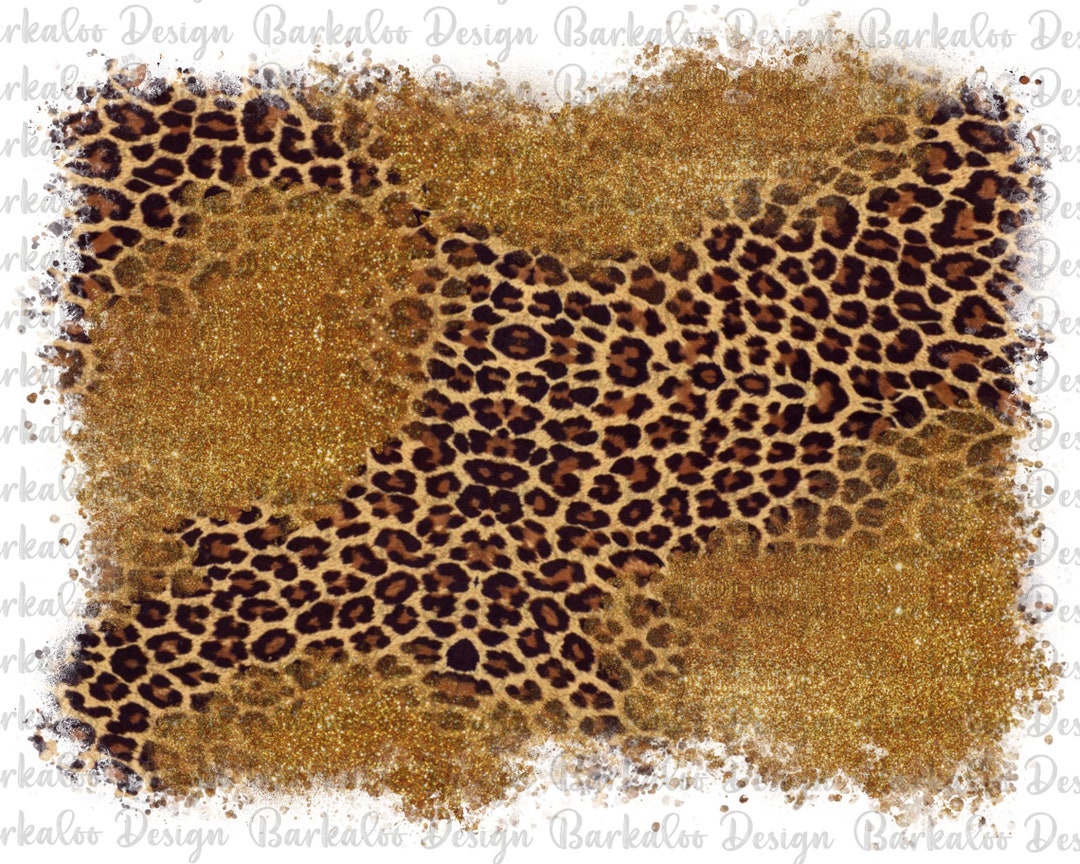Leopard Gold Glitter Background PNG Sublimation Design, Western ...