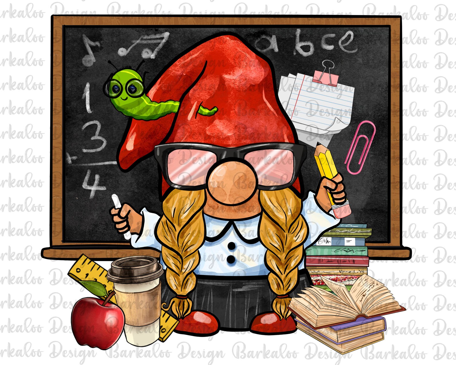 Teacher Gnome Png Sublimation Design Hand Drawn Gnome Png - Etsy