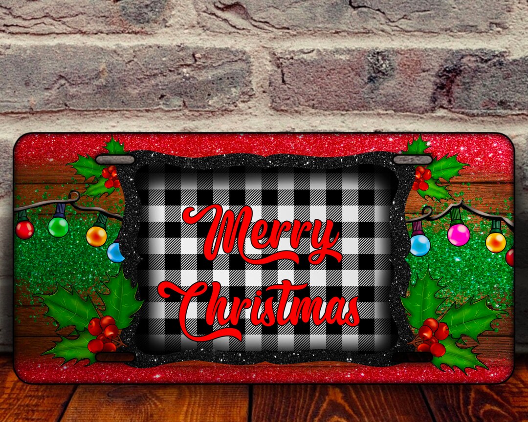 Merry Christmas License Plate Sublimation Design Christmas - Etsy